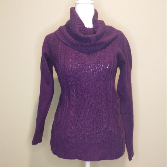 Sweaters | Cable Knit Sweater In Metallic Purple | Poshmark